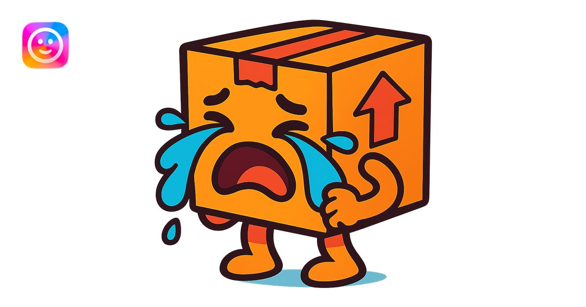 crying box, vibrant cartoon style illustration | AI Emoji Generator
