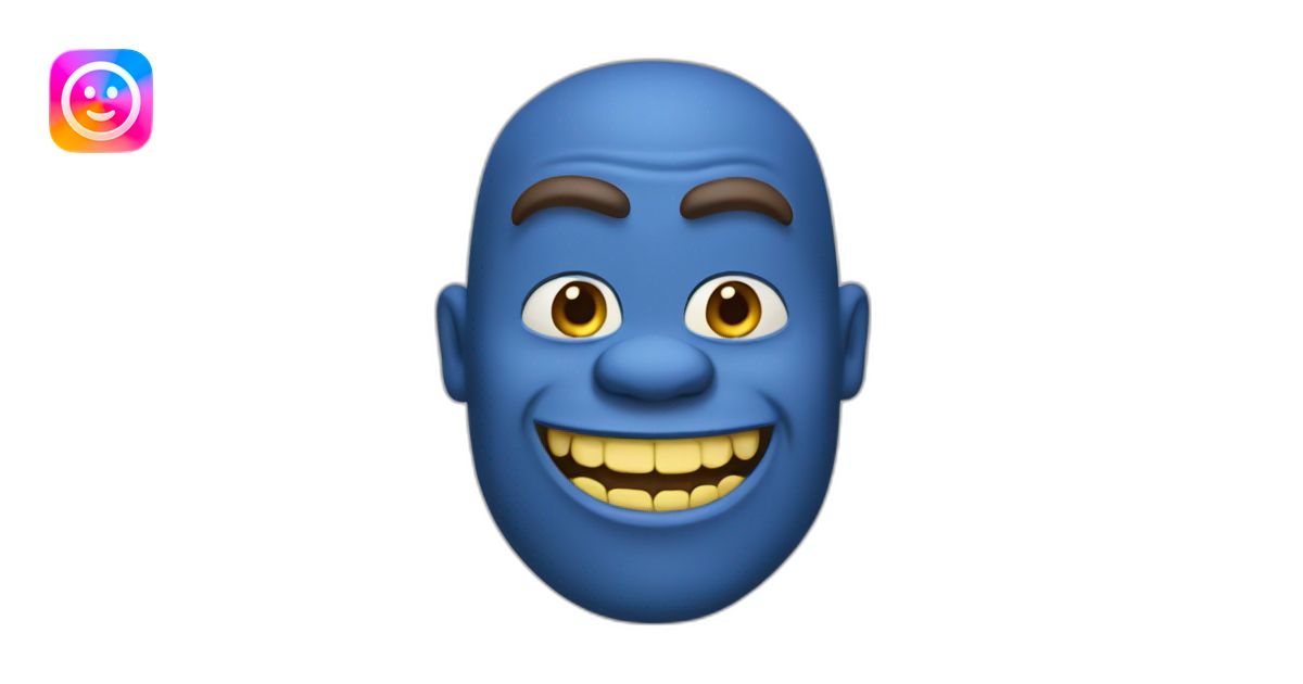 Blue shrek with yellow teeth and brown beard emoji | AI Emoji Generator