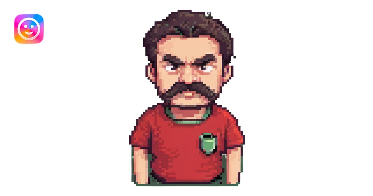 Recep İvedik, burly man with thick mustache, bushy eyebrows, red t-shirt, grumpy comedic ...