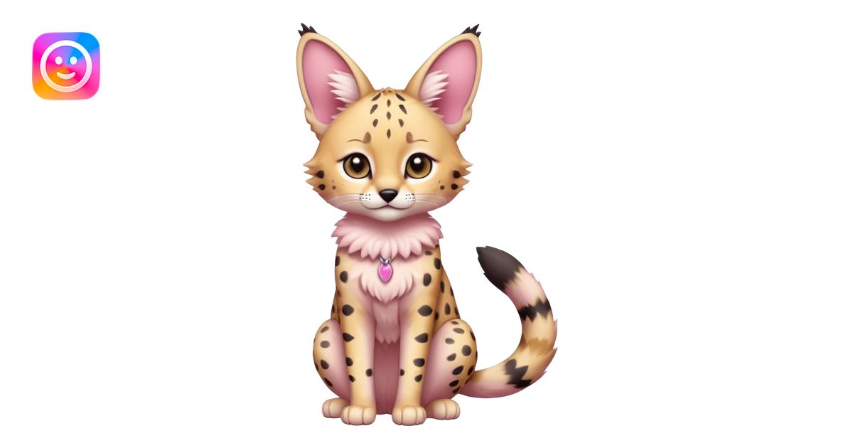Whitish pastel-rosy-pink cute elegant furry kawaii Serval, full body ...