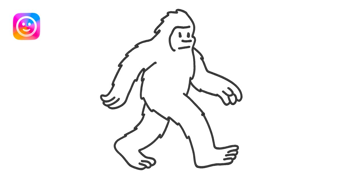 bigfoot, hand drawn black outline, simple and bold icon | AI Emoji ...