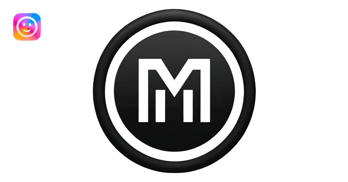 Black circle with “MB” written on in the middle of it. Nothing else no ...