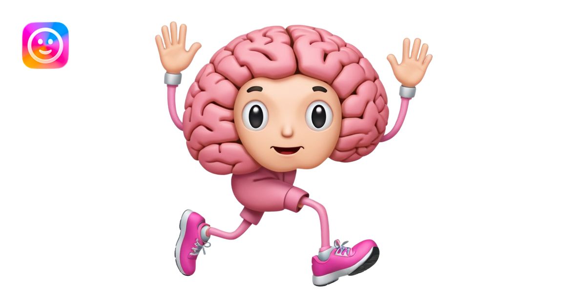 Brain with legs, running, cartoon style emoji | AI Emoji Generator