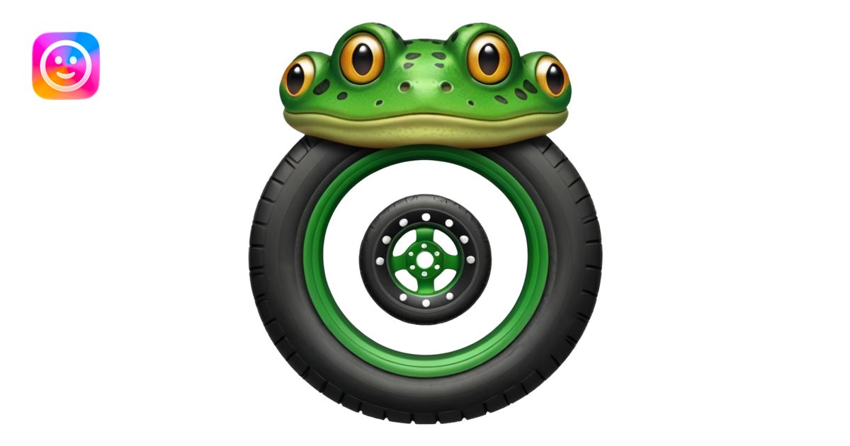 Frog head on top of tire. The tire is the body and the legs are on the ...
