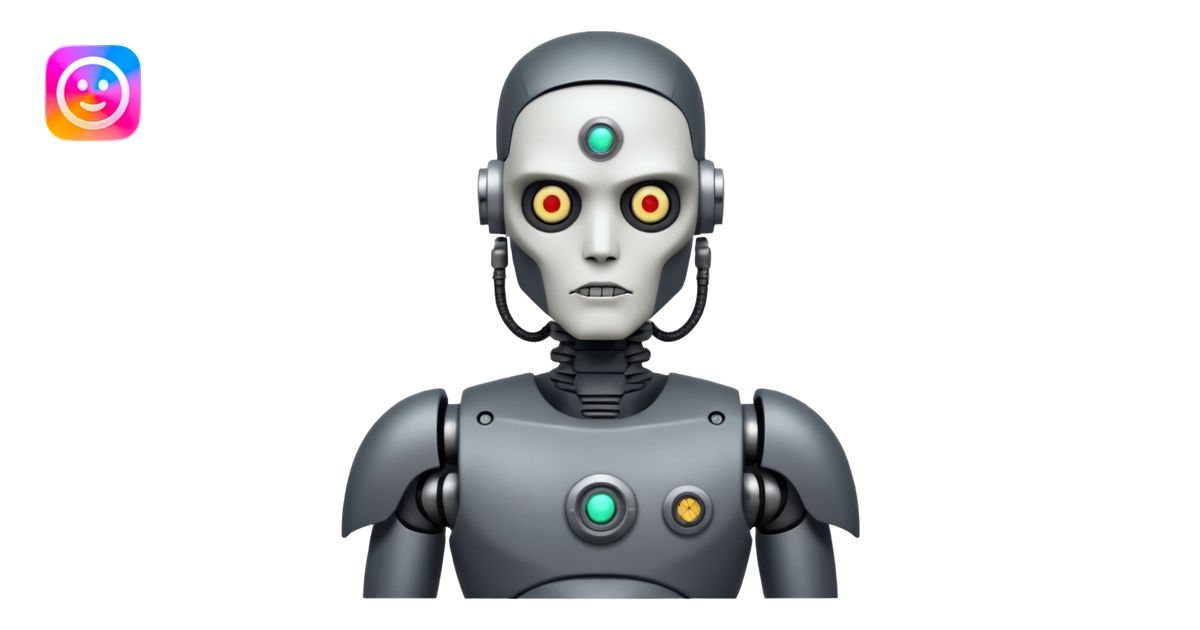 black metal Tatooed robot with radar, big many tatooes on chest, neck ...