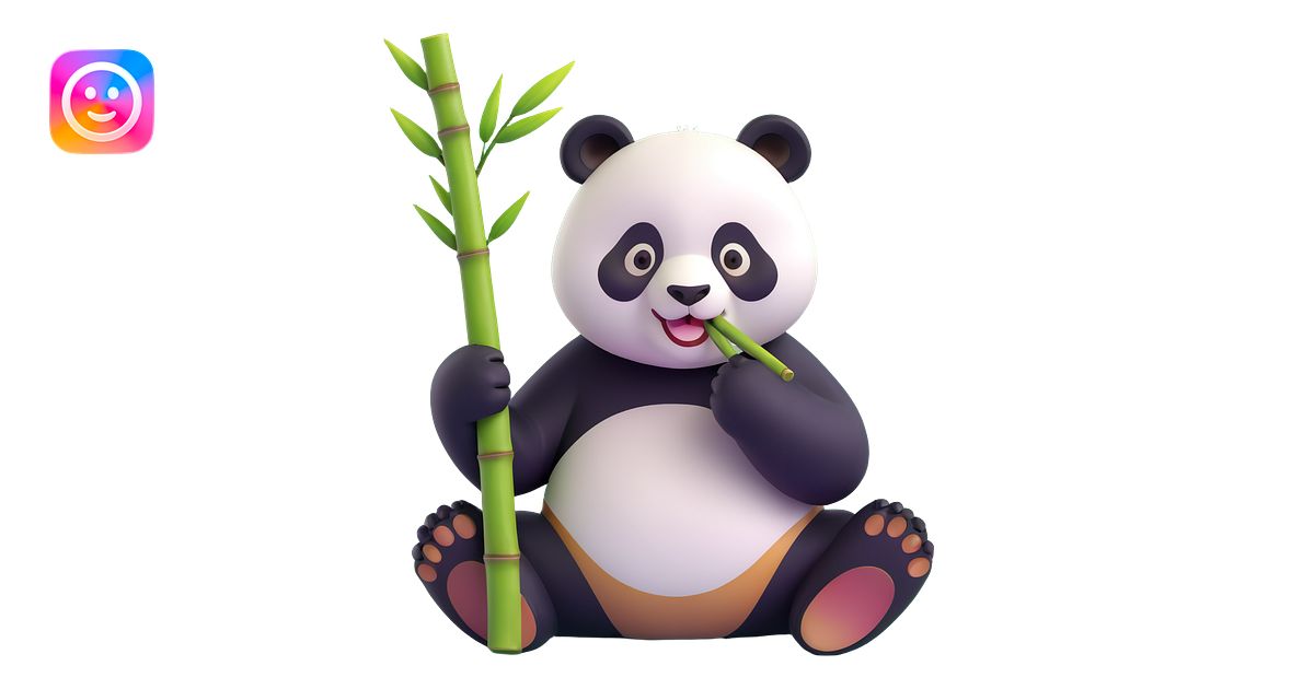 panda eating bamboo in forrest background, close up pose emoji | AI ...