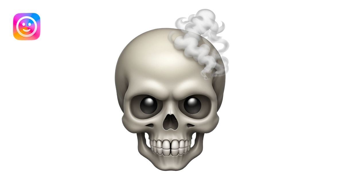 Make a skull emoji whose head is blasted off and smoke is coming from ...