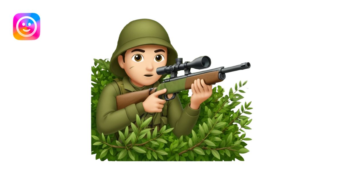 person sninping aiming with a long sniper in a big bush emoji | AI ...
