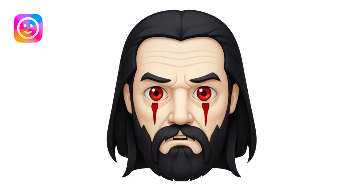 sad face vampire old man long hair with beard emoji | AI Emoji Generator