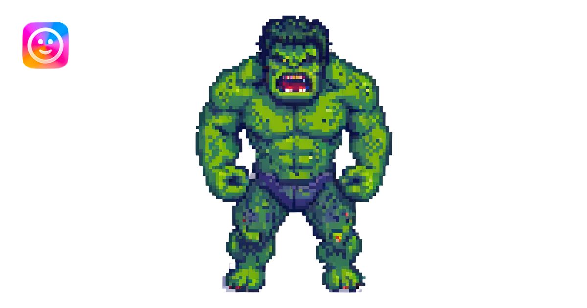 Hulk roaring, pixel art style illustration | AI Emoji Generator