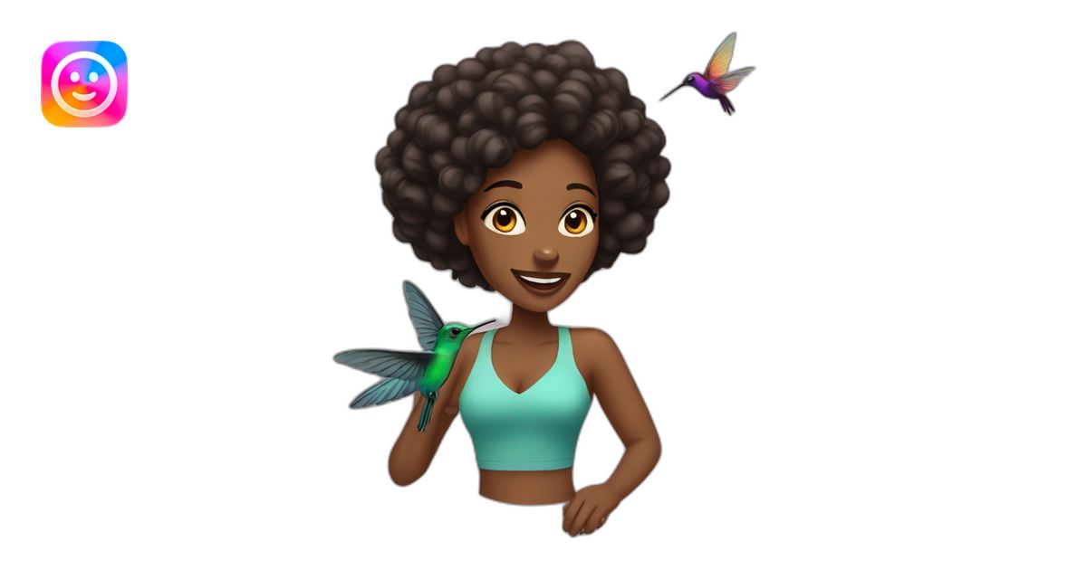 Black women with humming bird emoji | AI Emoji Generator
