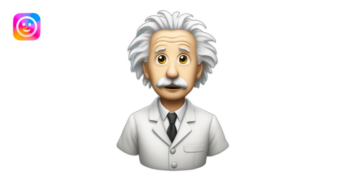 Einstein with interrogation symbol emoji | AI Emoji Generator