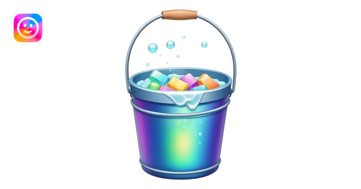 bucket with bubbly soap inside emoji | AI Emoji Generator