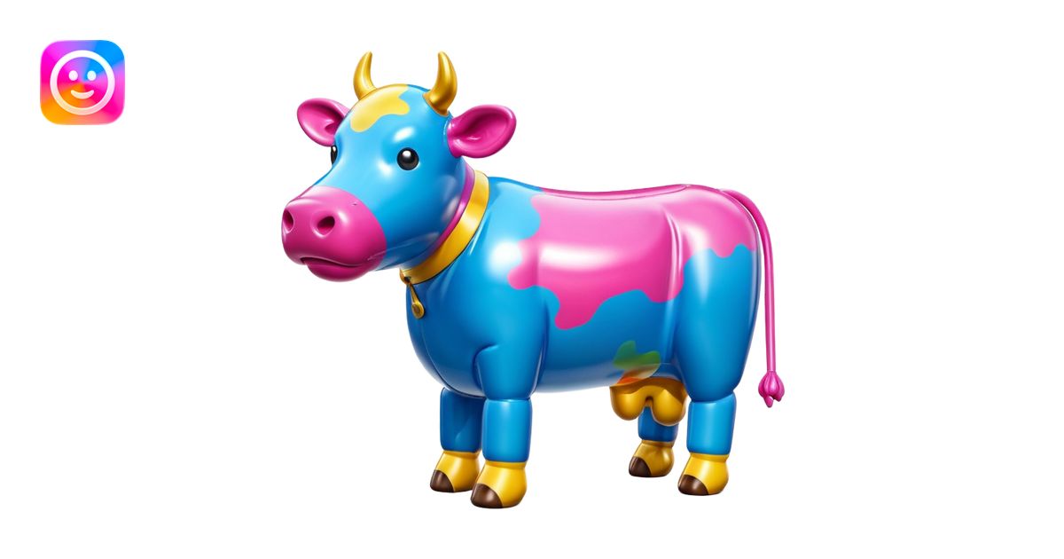 jeff koons style inflatable SPAM cow sculpture emoji | AI Emoji Generator