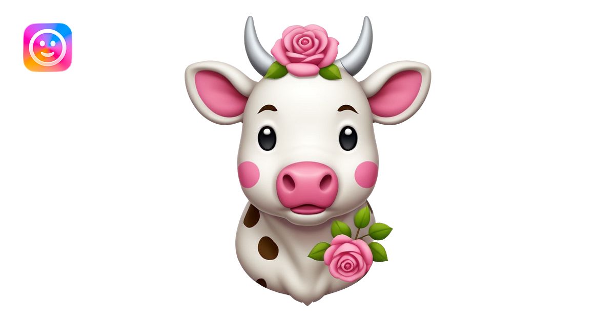 hazme una vaca con manchas rosas estilo cartoon en 2D emoji | AI Emoji ...