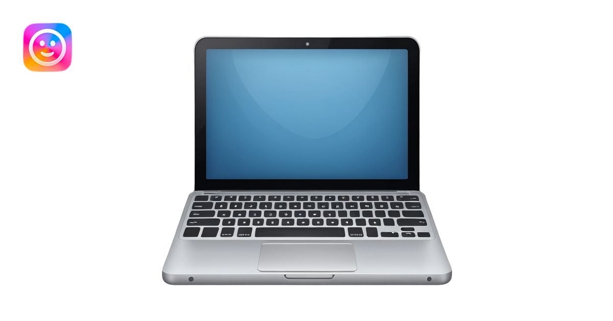 "iOS style laptop emoji, silver with a visible screen and keyboard ...