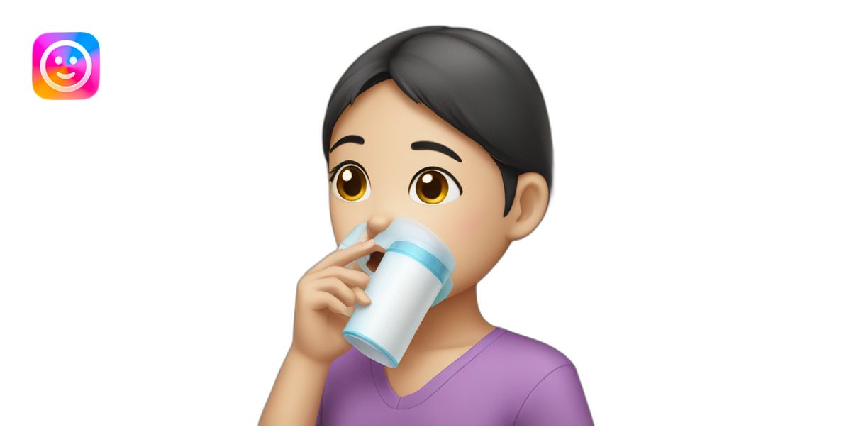 Thai girl with inhaler stuck in her nose emoji | AI Emoji Generator