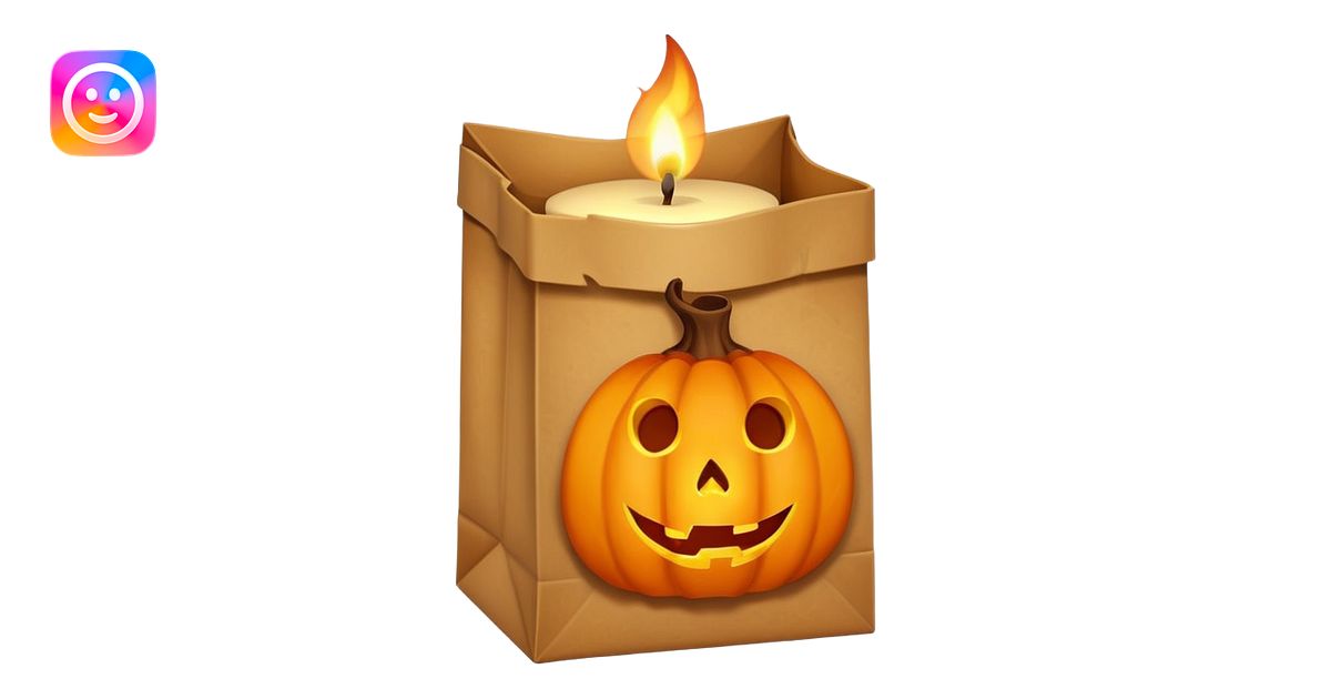 Halloween brown paper bag with candle inside emoji | AI Emoji Generator
