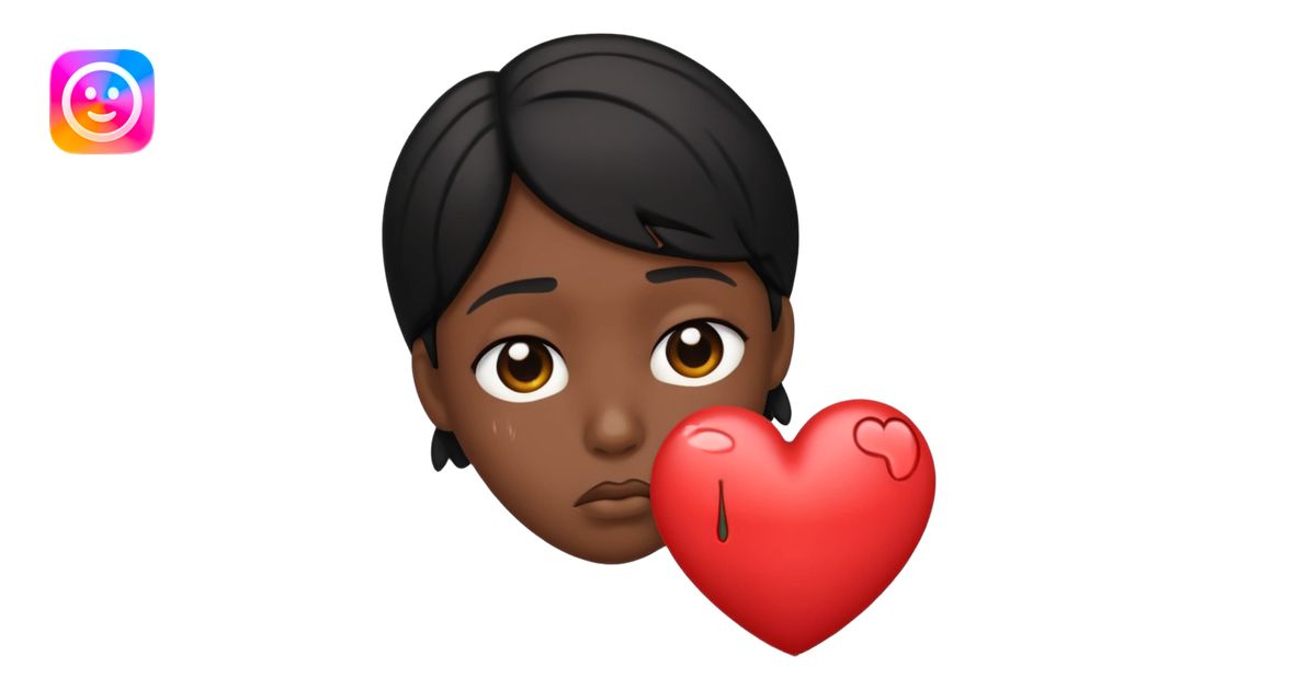 A frowny Face with a heart above one eye and a tear under the other ...