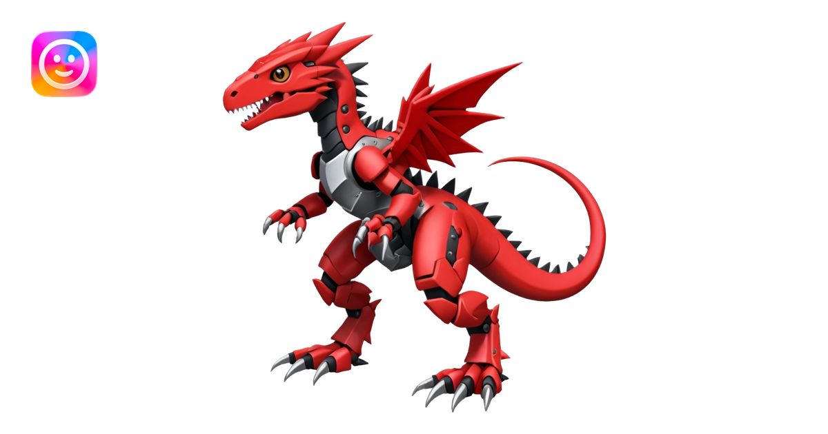 Cool Edgy Digimon-Fakemon-Guilmon-Velociraptor-Dragon-Mecha full body ...