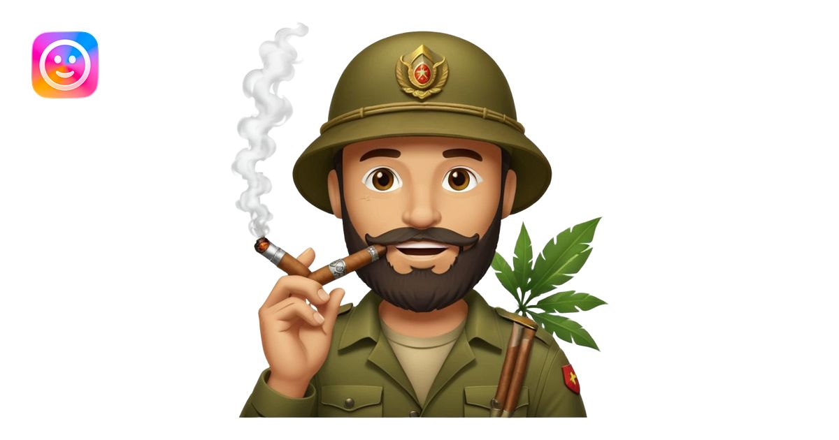 brauny bearded cool jungle commando smoking a cigar with a grin emoji ...