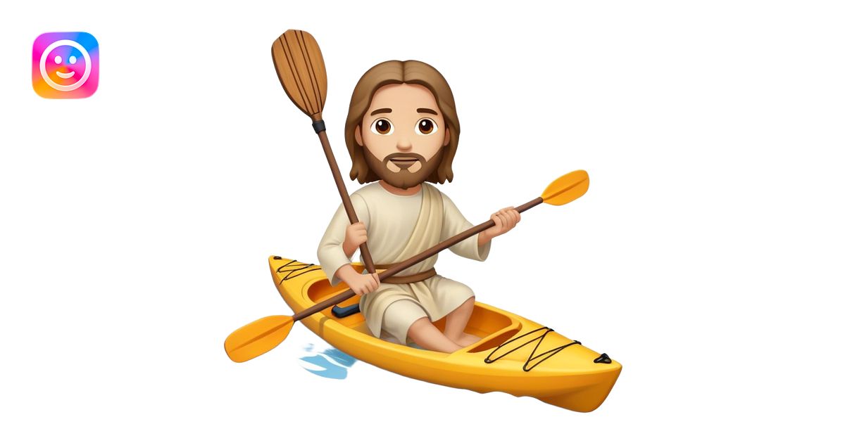 Jesus with kayak paddle emoji | AI Emoji Generator