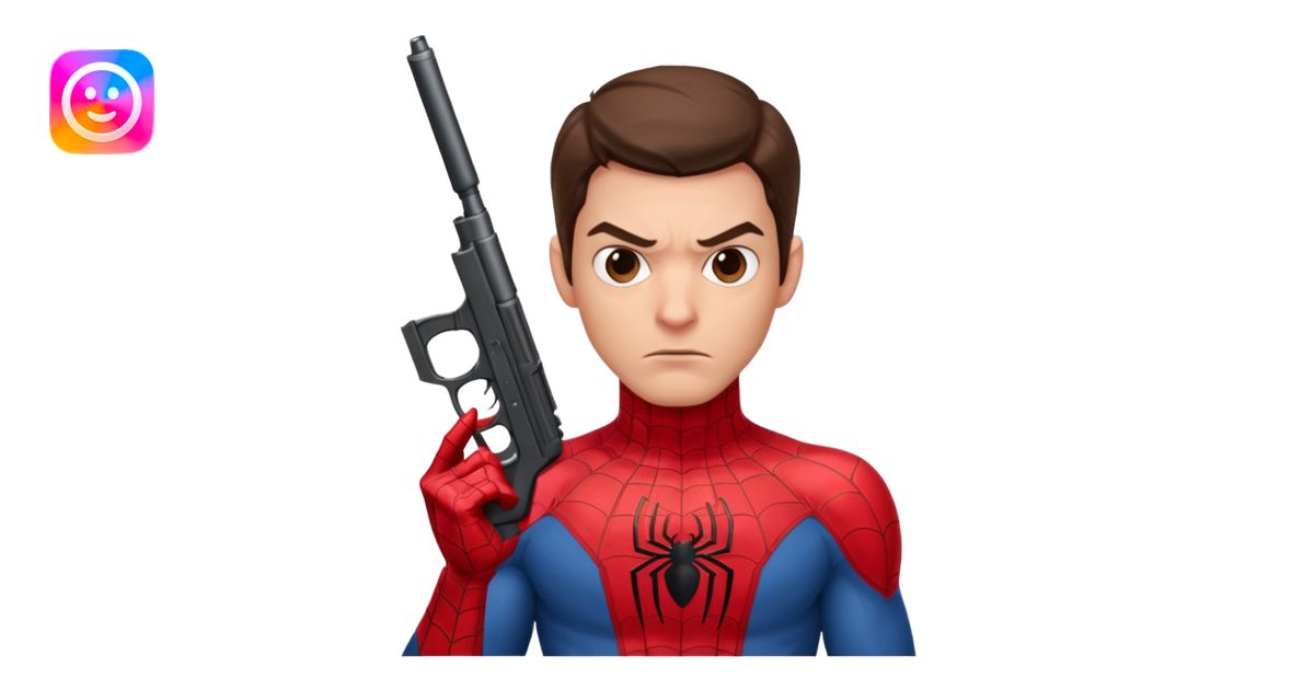 spiderman holding a gun to the side of his temple emoji | AI Emoji ...