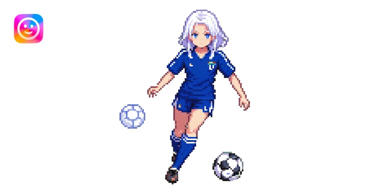 Nagi Seishiro from Blue Lock, pixel art style, mid-dribble, white hair ...