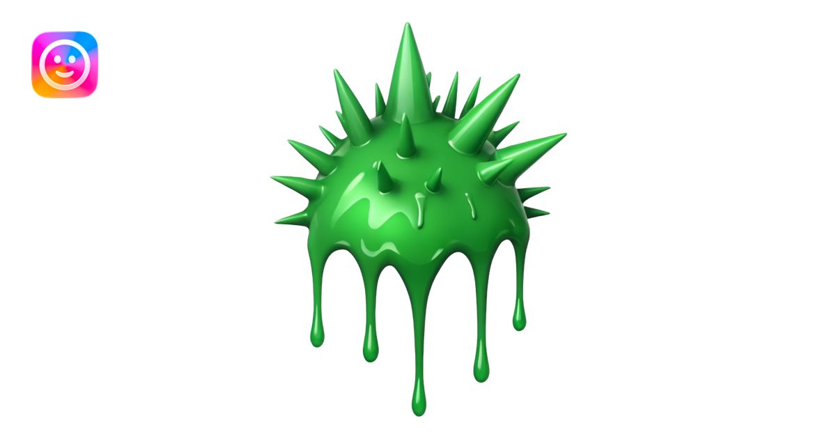 A glossy green paint splash with irregular spiky edges on a transparent ...