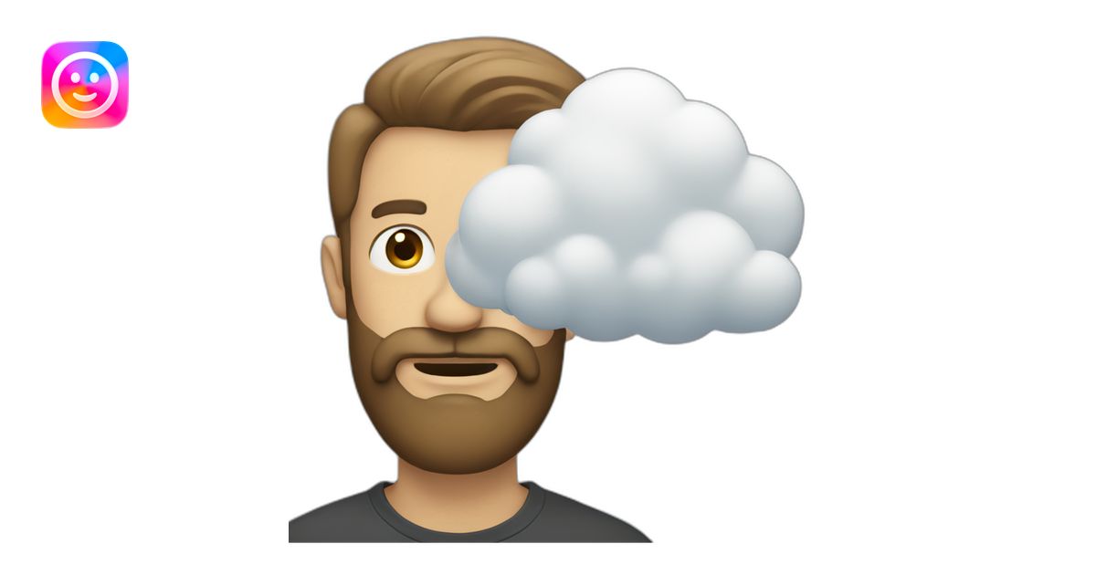 a man with a beard and a big cloud in front of his face emoji | AI ...