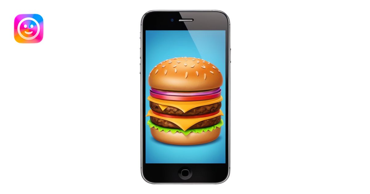 a phone that has a picture of a hamburguer in the frames of the phone ...