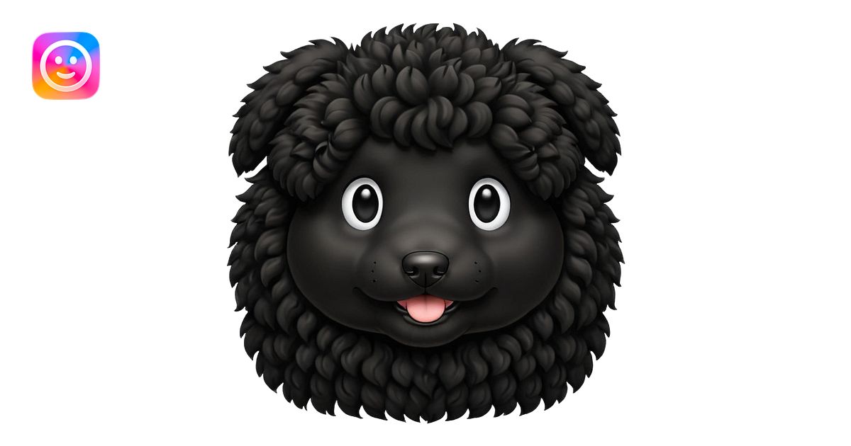 all black double doodle dog no background emoji | AI Emoji Generator
