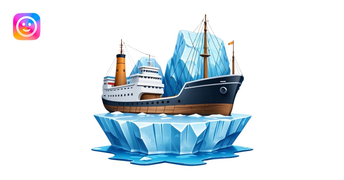 A ship moving past an iceberg emoji | AI Emoji Generator