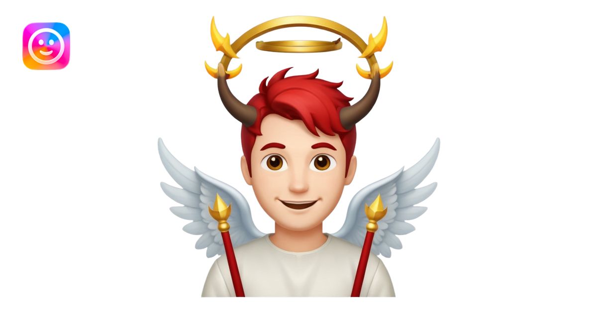 create a angel and devil in one man emoji emoji | AI Emoji Generator