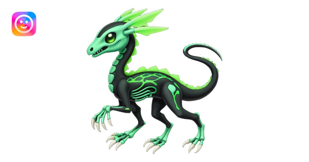 Obsidian-black and neon-glowing-green skeletal Meloetta-Salandit ...