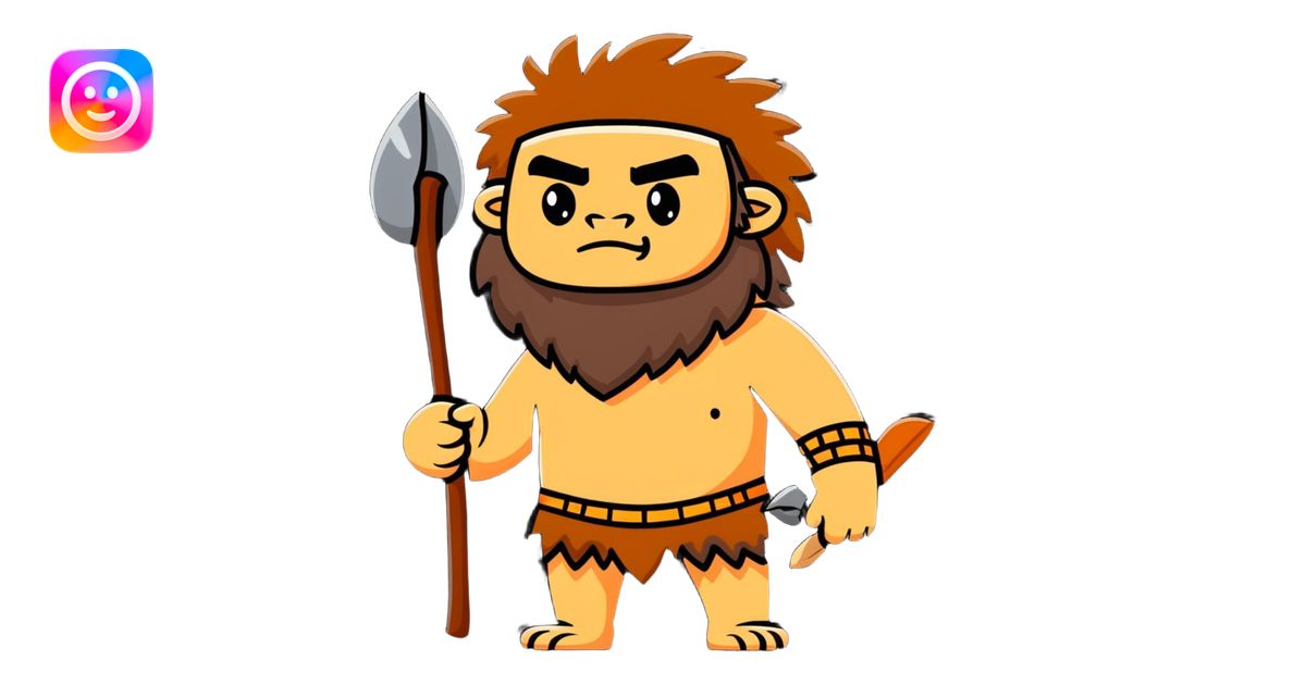 caveman with animal fur clothing and a club image | AI Emoji Generator