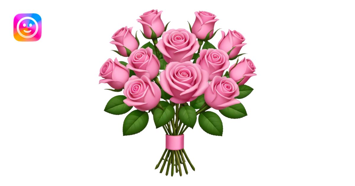 Bouquet of pink roses emoji | AI Emoji Generator