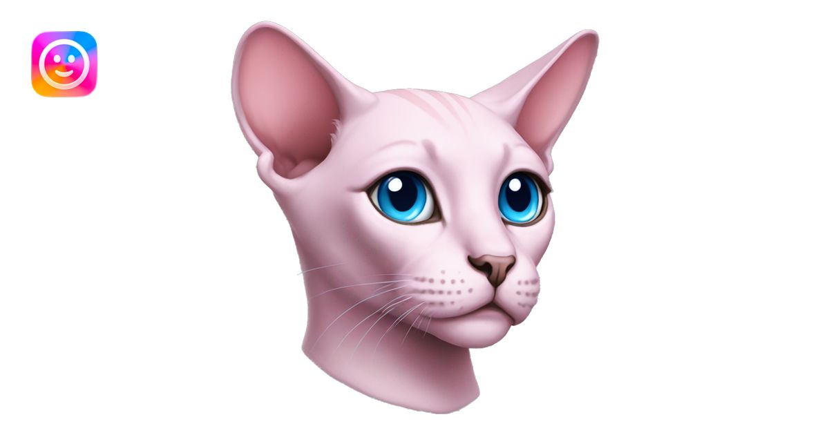 Pink-sphinx-kitty-blue eyes emoji | AI Emoji Generator