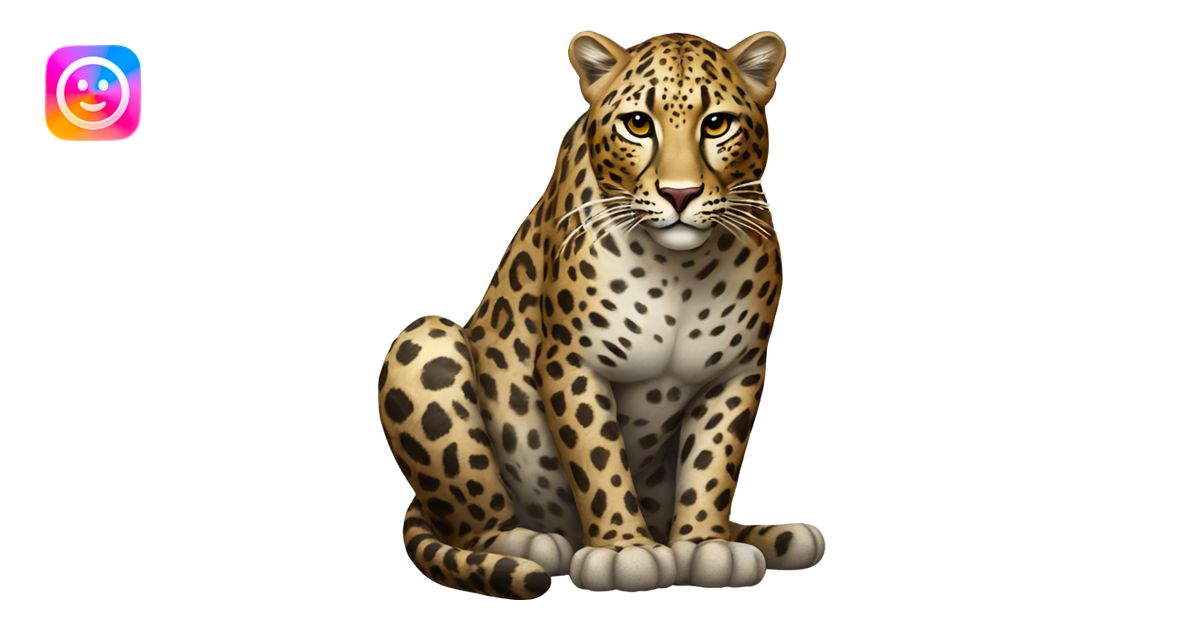 realistic seated leopard facing forward emoji | AI Emoji Generator