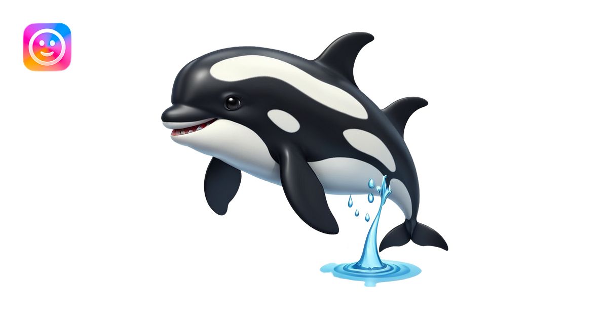 3d Cartoon orca with a tick to show when something has been completed ...