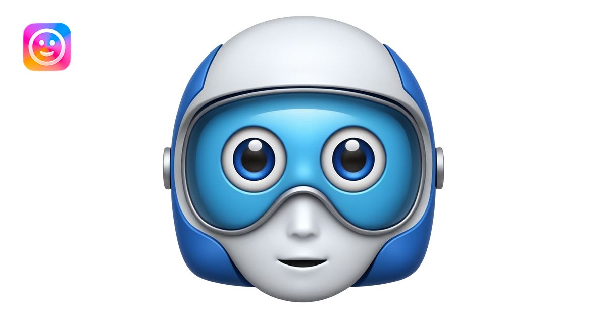 “Um robô branco e azul, com olhos digitais grandes, jeito atrapalhado e ...