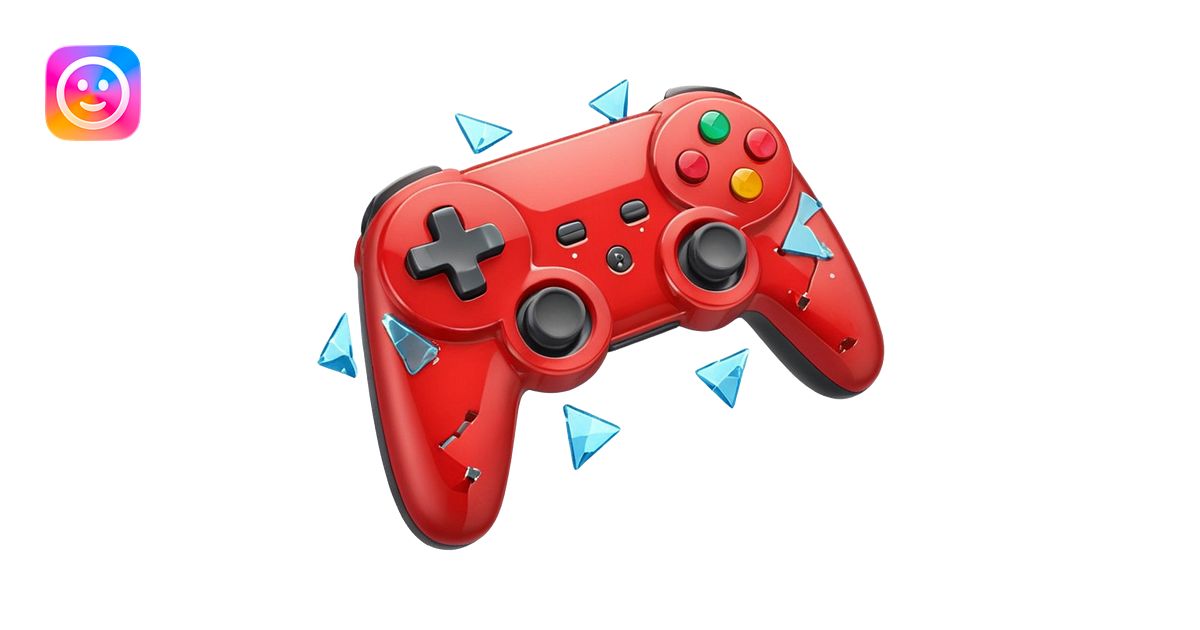 red game controller shattered shattered glass emoji | AI Emoji Generator