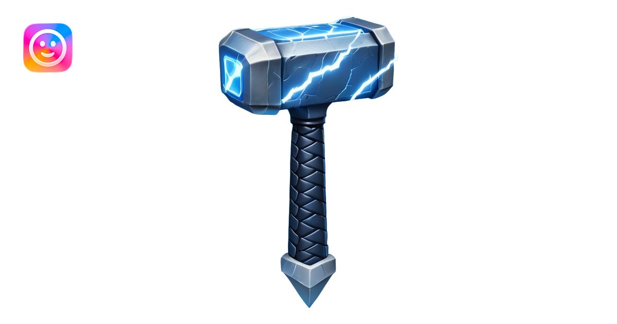 Thor's hammer with lightning infused emoji | AI Emoji Generator