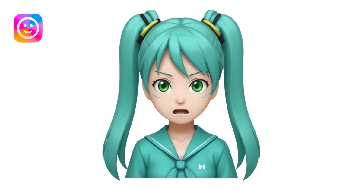 Hatsune Miku angry twintail emoji | AI Emoji Generator