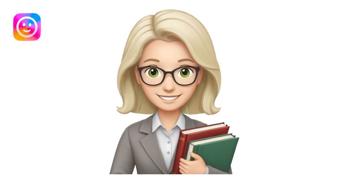 smiling English teacher with airtouch hair and grey-green eyes holding ...