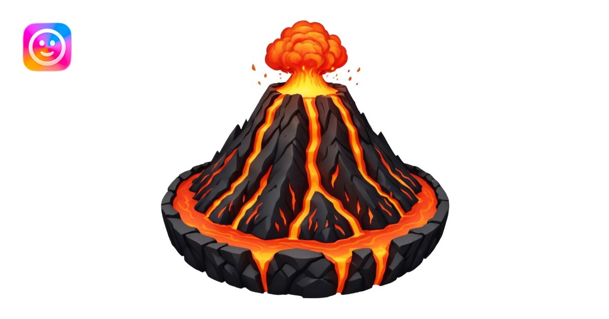 Volcano Planet, lava rivers and erupting peaks. emoji | AI Emoji Generator