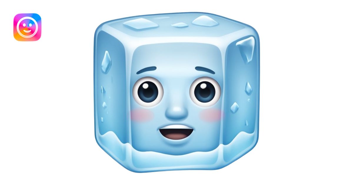 Ice cube with a flat mouth emoji | AI Emoji Generator