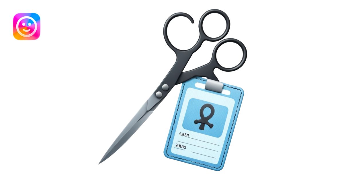 Floating black Scissors cutting a light blue military ID card in 2 ...