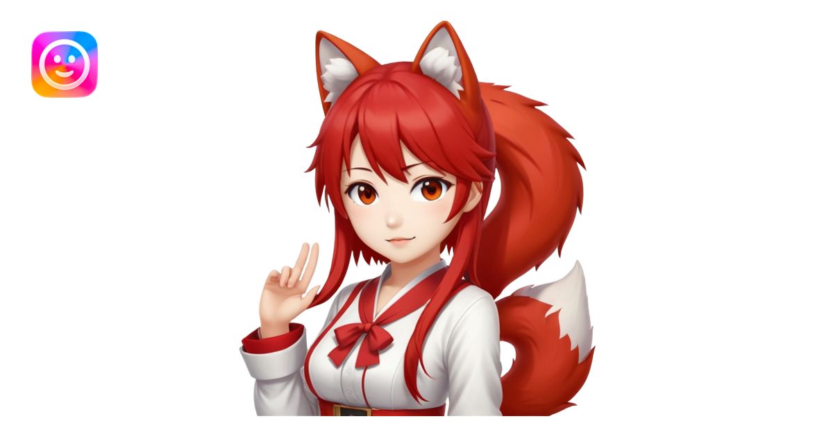 Azur Lane Akagi kitsune girl with red and white outfit and multiple fox ...