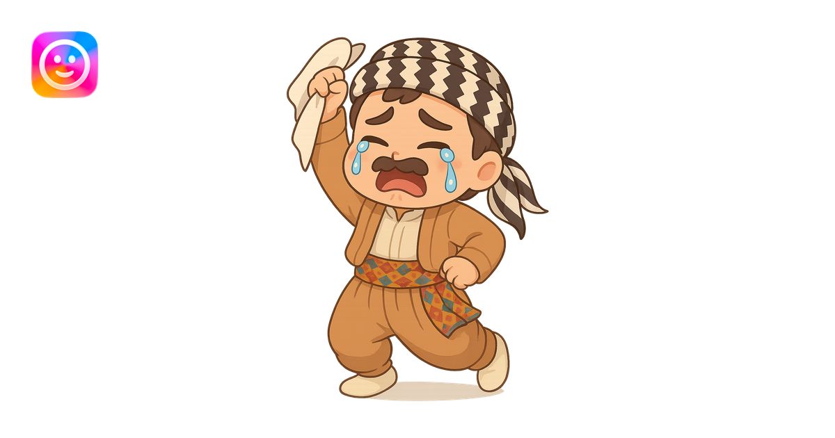 Create a chibi Kurdish cartoon sticker based on the reference image ...